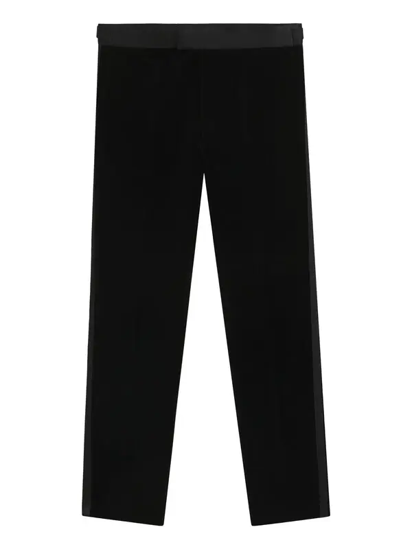 BOSS Slim-fit Tuxedo Trousers In Cotton Velvet - Black