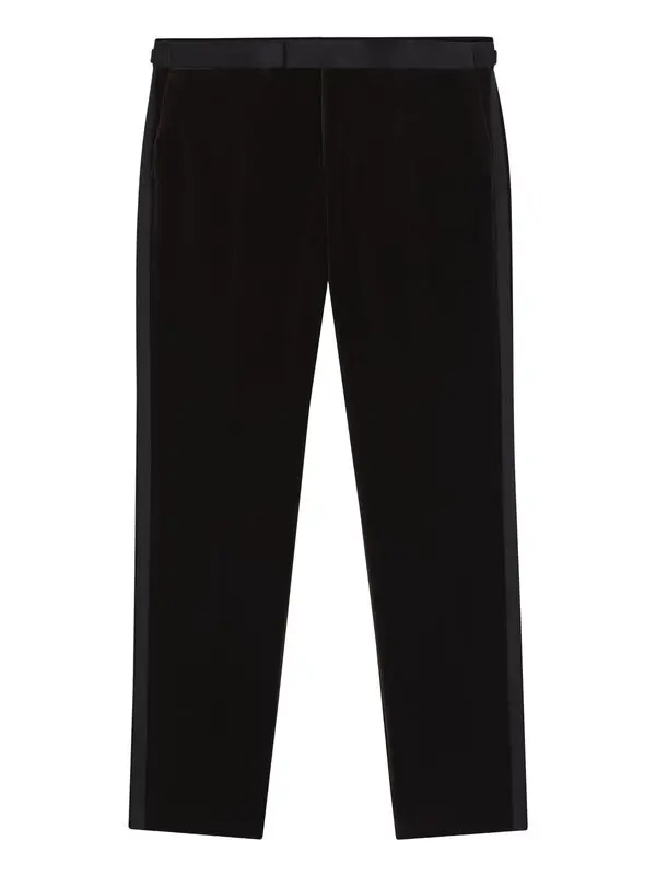 BOSS Slim-fit Tuxedo Trousers In Cotton Velvet - Dark Brown