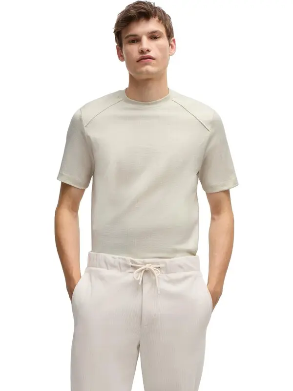 BOSS Cotton-ripstop Regular-fit T-shirt With Plain Trims - White