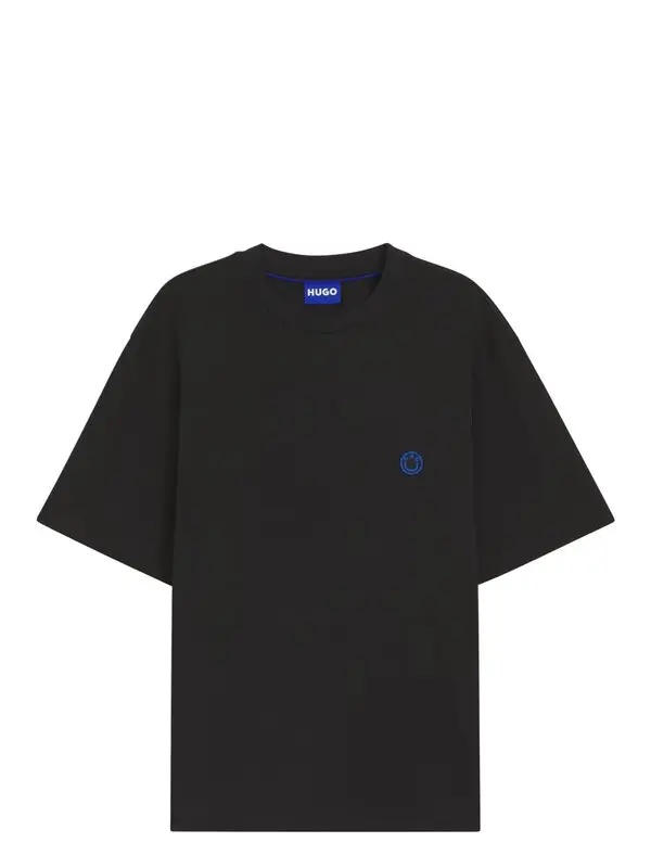 Hugo Cotton-jersey T-shirt With Happy Logo - Black