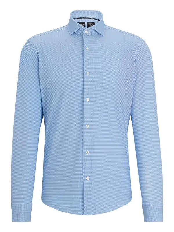 BOSS Regular-fit Shirt In Structured Performance-stretch Material - Light Blue