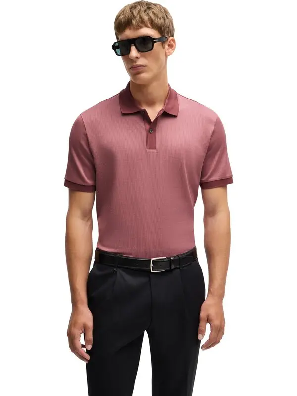BOSS Structured-cotton Polo Shirt With Solid Trims - Light Red