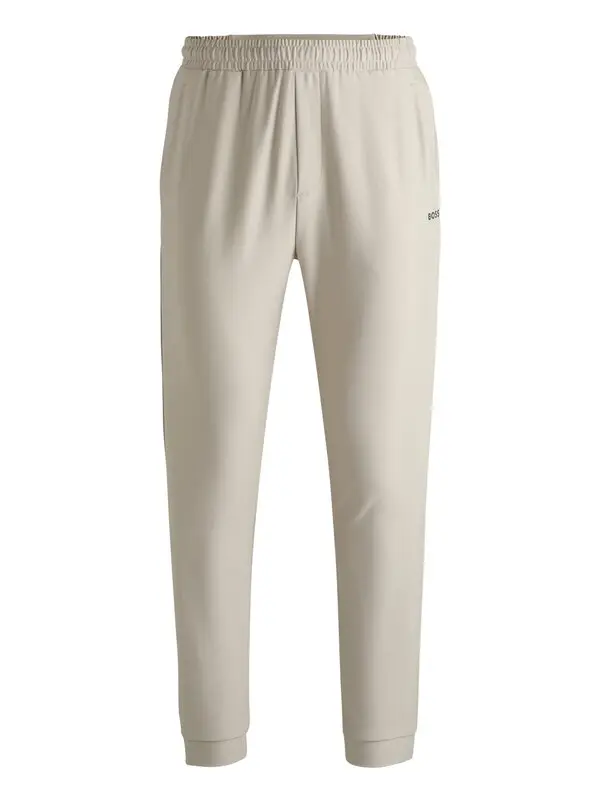 BOSS Tracksuit Bottoms In Stretch Fabric With Decorative Reflective Logo - Light Beige