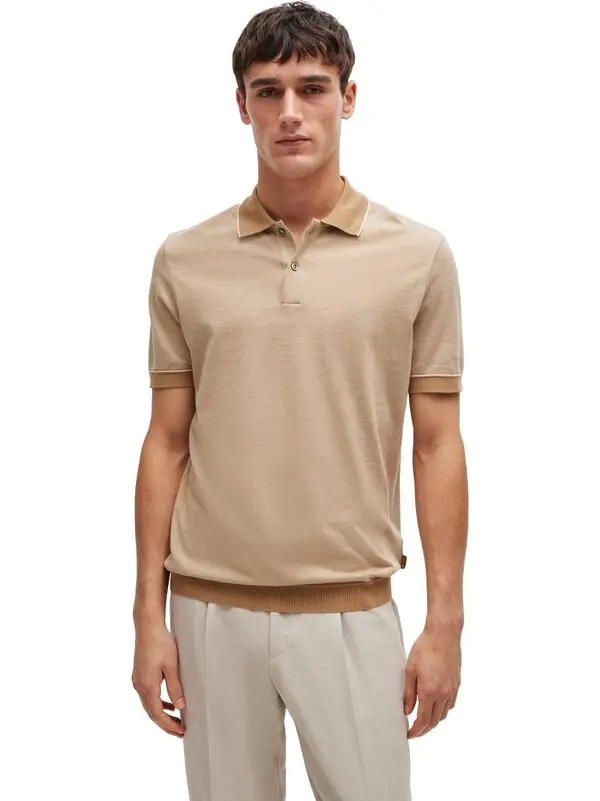 BOSS Regular-fit Polo Shirt In Cotton And Cashmere - Beige