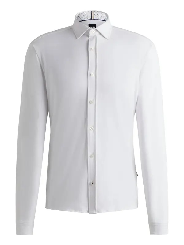 BOSS Slim-fit Shirt In Stretch-cotton Jersey - White