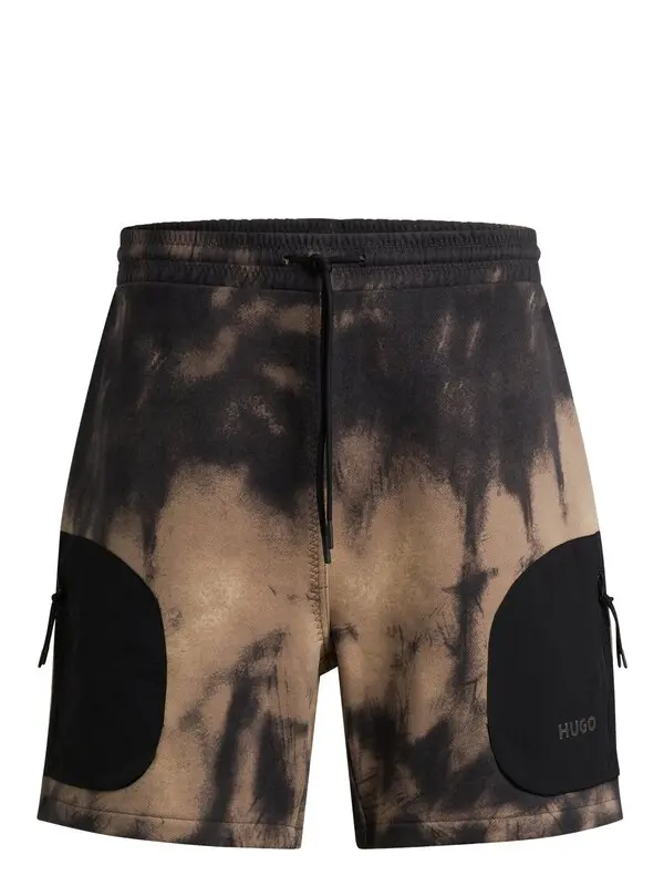 Hugo Relaxed-fit Cotton-terry Shorts With Logo - Brown