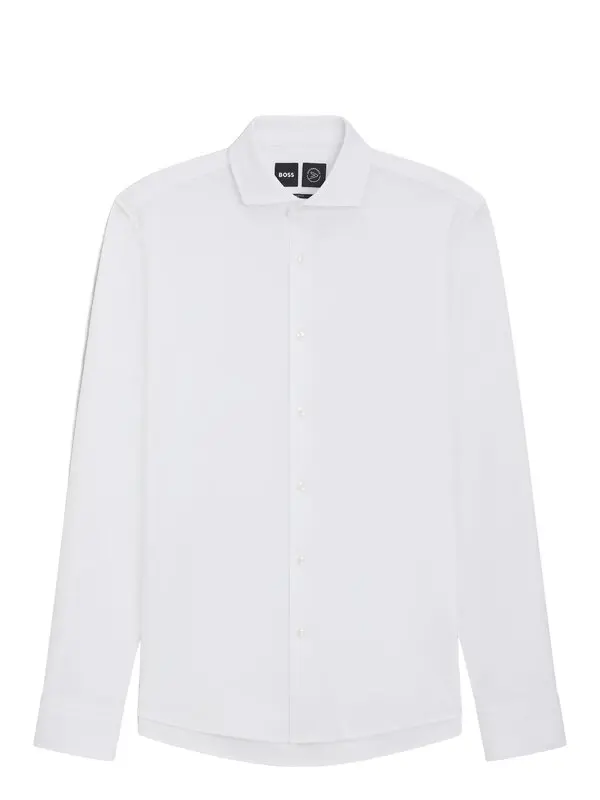 BOSS Slim-fit Shirt In Cotton-piqué Jersey - White