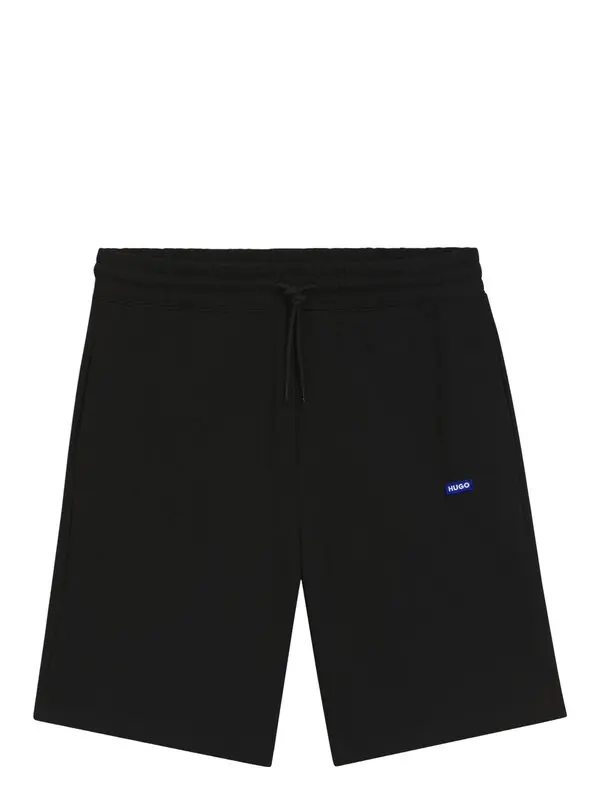 Hugo Cotton-terry Shorts With Logo Patch - Black