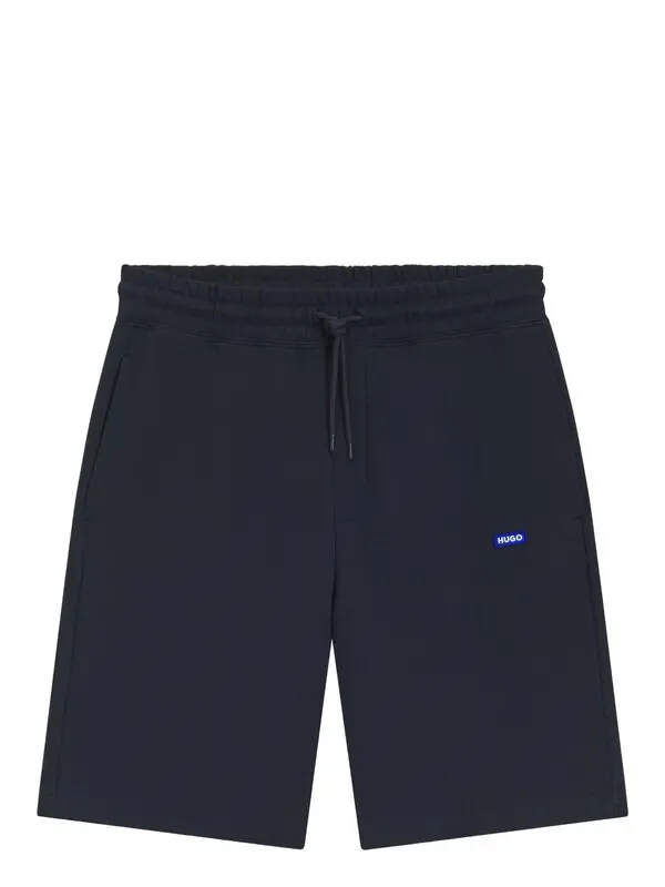 Hugo Cotton-terry Shorts With Logo Patch - Dark Blue