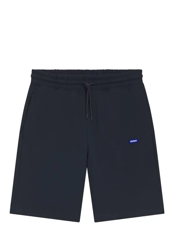 Hugo Cotton-terry Shorts With Logo Patch - Dark Blue