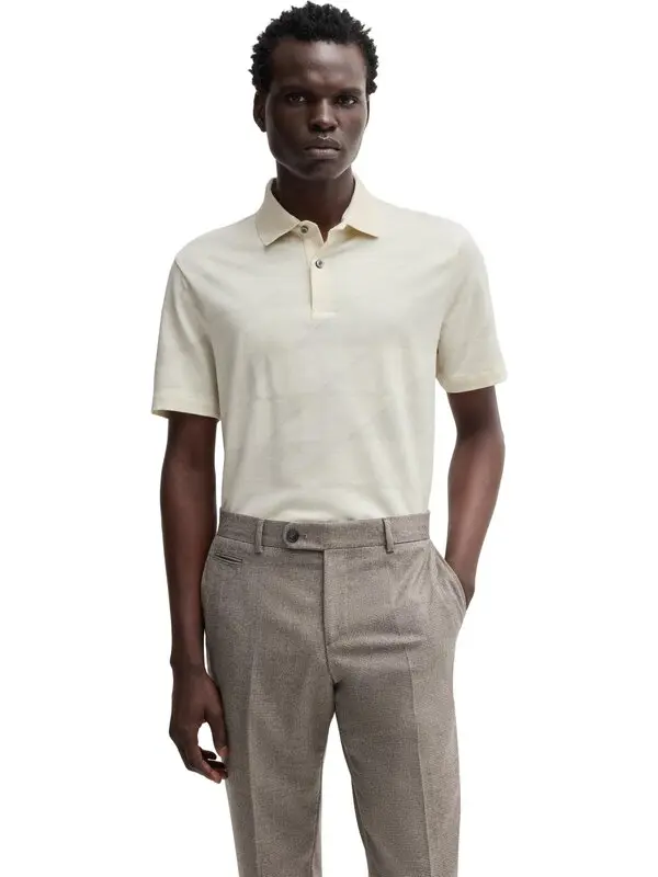 BOSS Mercerized-cotton Polo Shirt With Jacquard Pattern - White