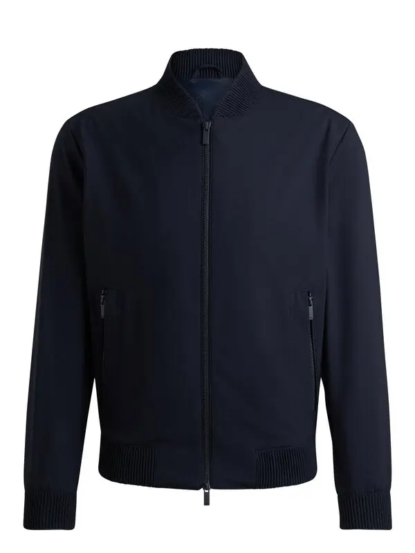 BOSS Slim-fit Wool-blend Blouson Jacket - Dark Blue