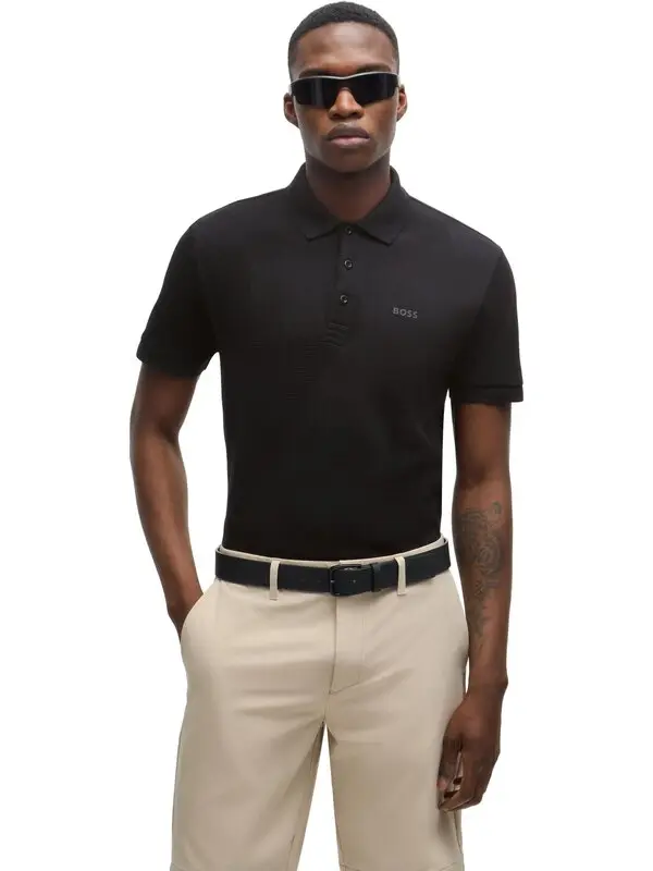 BOSS Relaxed-fit Polo Shirt In Cotton Jacquard With Logo - Black