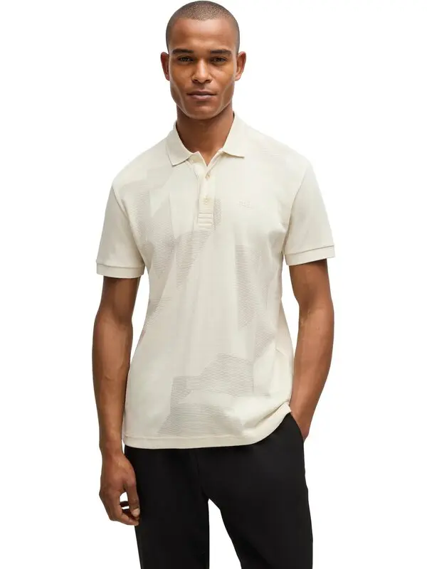 BOSS Relaxed-fit Polo Shirt In Cotton Jacquard With Logo - White