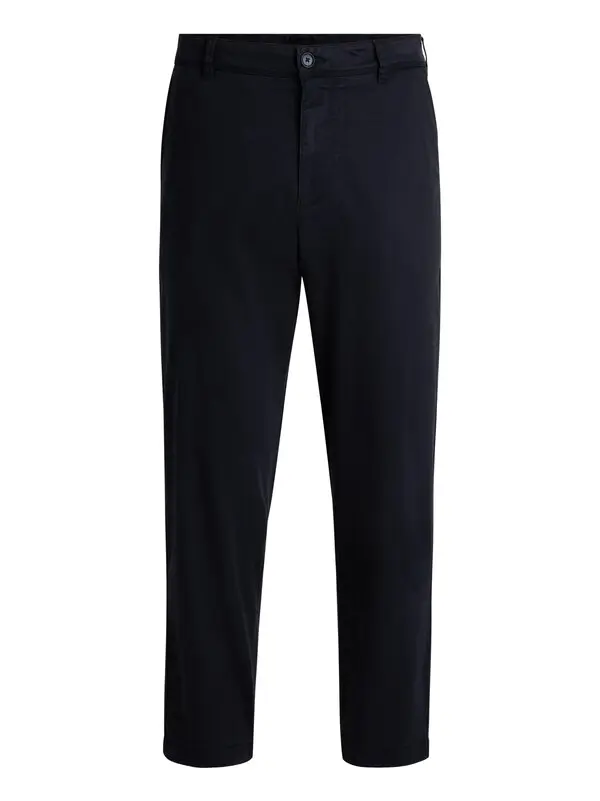 BOSS Tapered-fit Stretch Twill Trousers - Dark Blue
