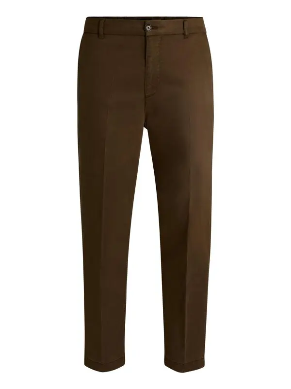 BOSS Tapered-fit Stretch Twill Trousers - Light Green