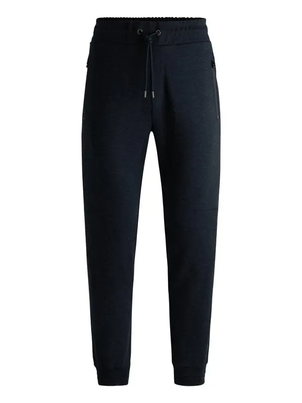 BOSS Regular-fit Tracksuit Bottoms In Stretch Flannel - Dark Blue