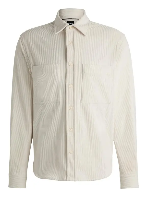 BOSS Relaxed-fit Shirt In Corduroy With Kent Collar - White