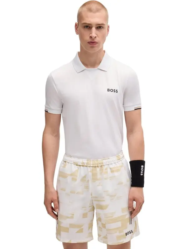 BOSS X Matteo Berrettini V-insert Slim-fit Polo Shirt - White