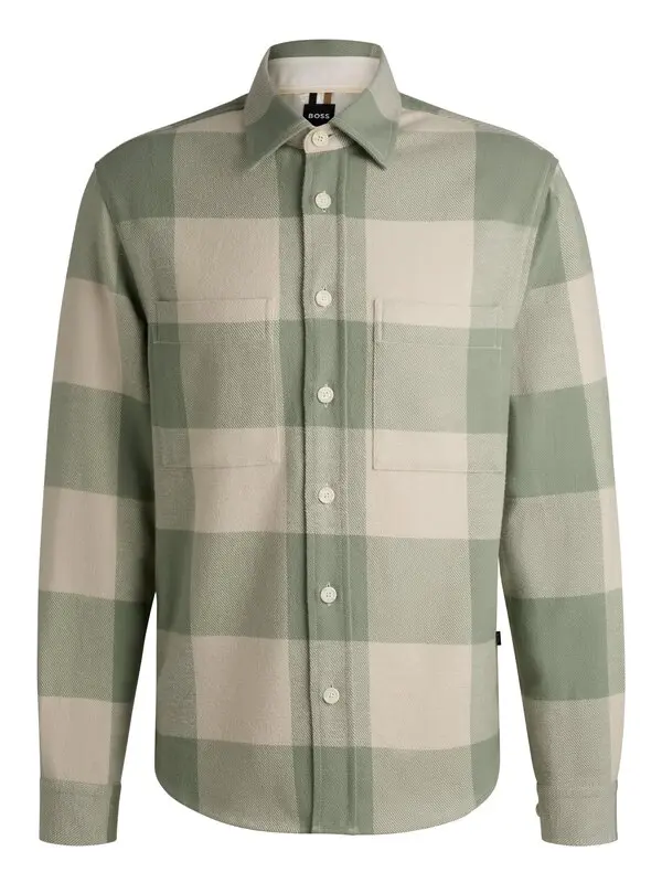 BOSS Relaxed-fit Shirt In Checked Cotton Flannel - Light Green