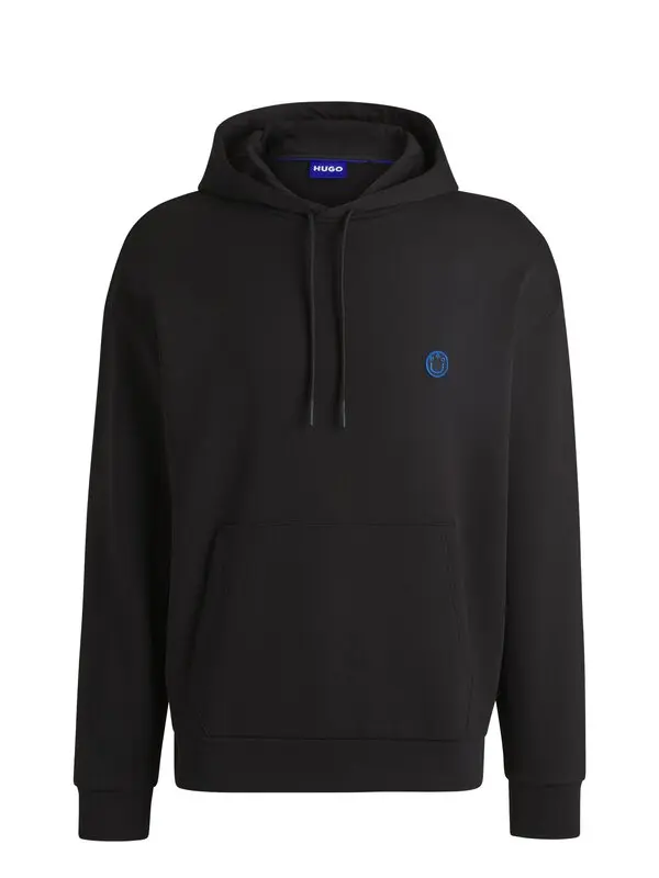Hugo Cotton-terry Hoodie With Logo - Black