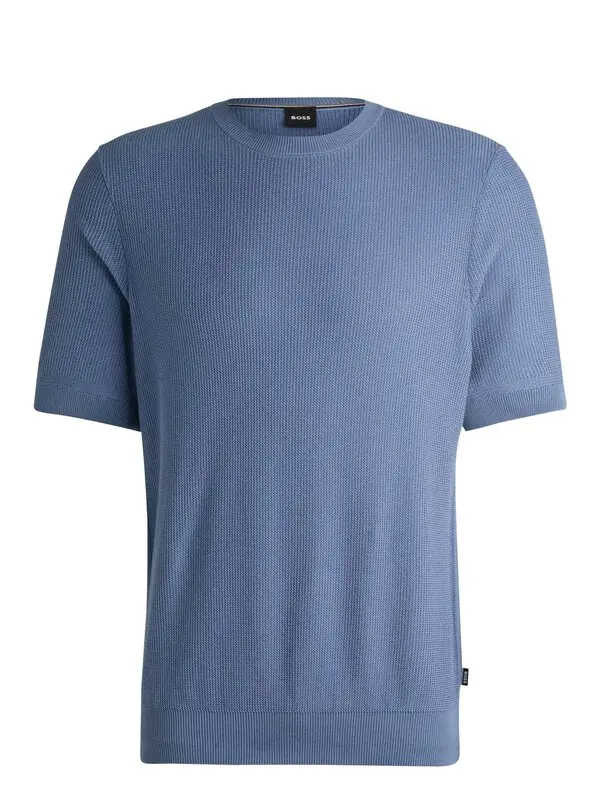 BOSS Short-sleeved Regular Fit Sweater - Light Blue