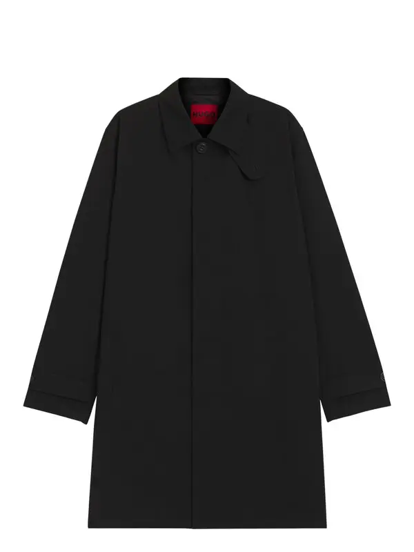 Hugo Water-repellent Gabardine Coat - Black