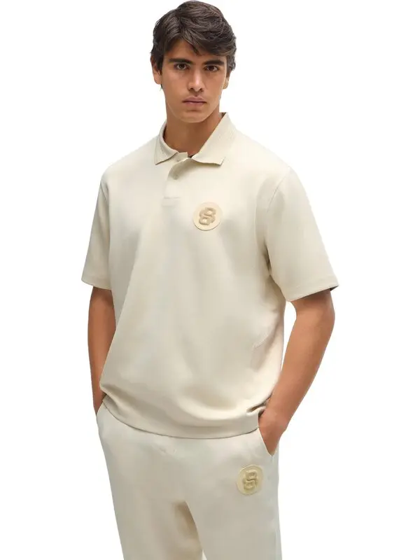 BOSS Stretch-jersey Polo Shirt With Double Monogram - White