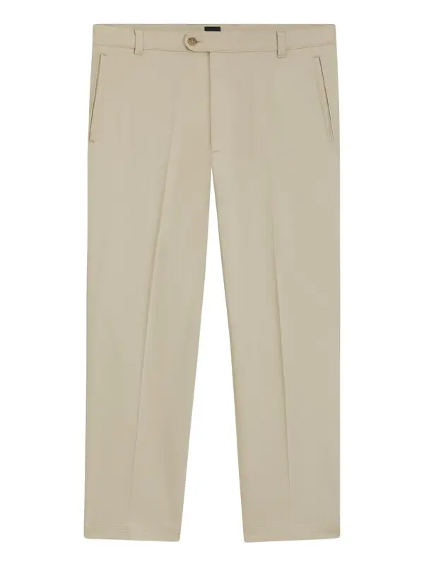 BOSS Straight-fit Stretch-cotton Dobby Trousers - Light Beige