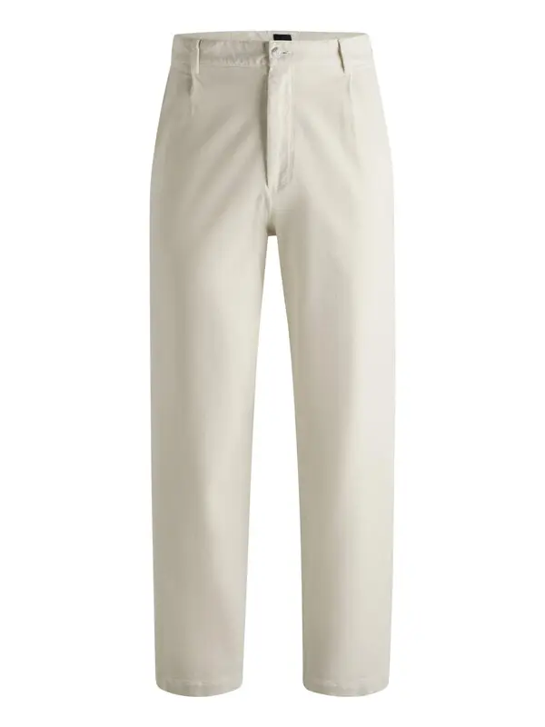 BOSS Relaxed-fit Pleated Trousers - White