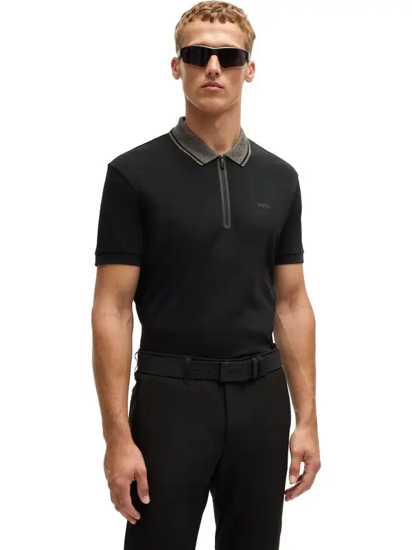 BOSS Interlock-cotton Regular-fit Polo Shirt With Logo Detail - Black