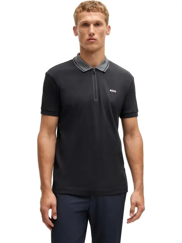 BOSS Interlock-cotton Regular-fit Polo Shirt With Logo Detail - Dark Blue