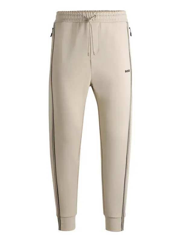BOSS Tracksuit Bottoms With Tape Inserts - Light Beige