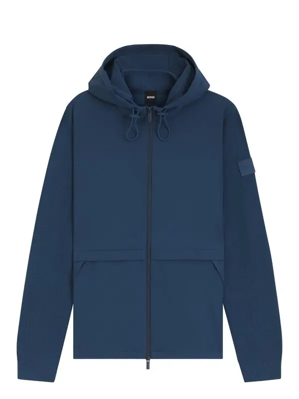 BOSS Softshell Jacket With Knitted Details - Blue