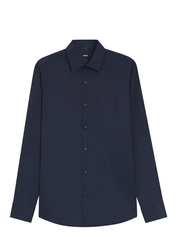 BOSS Slim-fit Shirt In Performance-stretch Twill - Dark Blue
