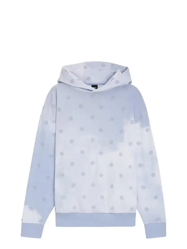 BOSS Cloud Artwork Hoodie With Monogram - Light Blue