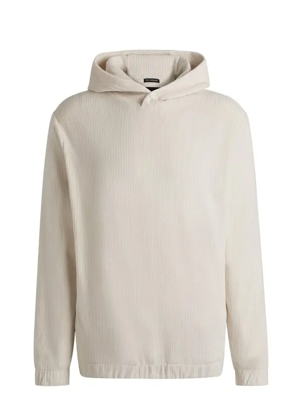 BOSS Cotton-corduroy Hoodie With Press-stud Hood - White