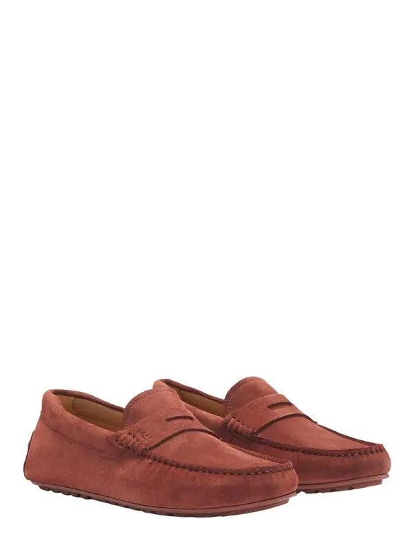 BOSS Suede Penny Loafers - Brown