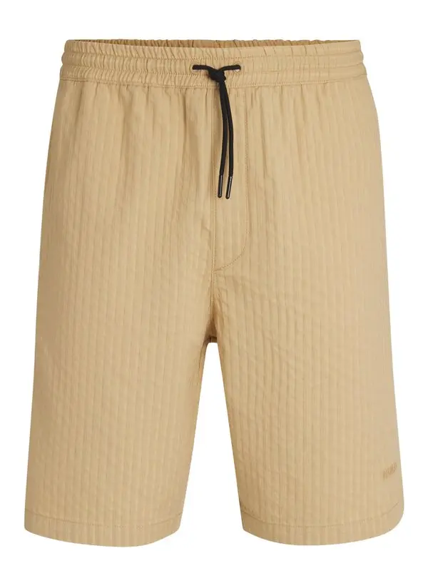 Hugo Relaxed-fit Cotton Seersucker Shorts - Light Beige