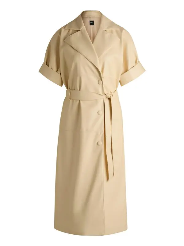 BOSS Relaxed-fit Faux Leather Trench-style Dress - Light Beige