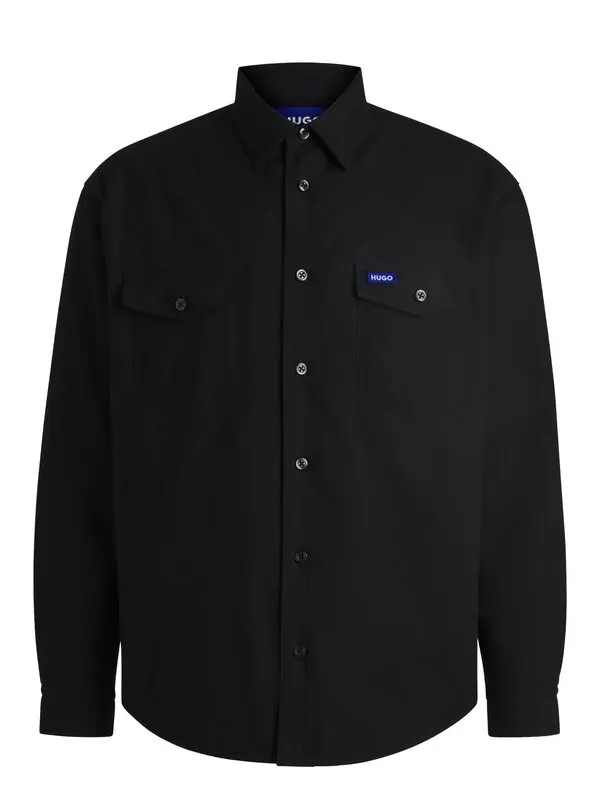 Hugo Oversize-fit Padded Overshirt In Oxford Cotton - Black