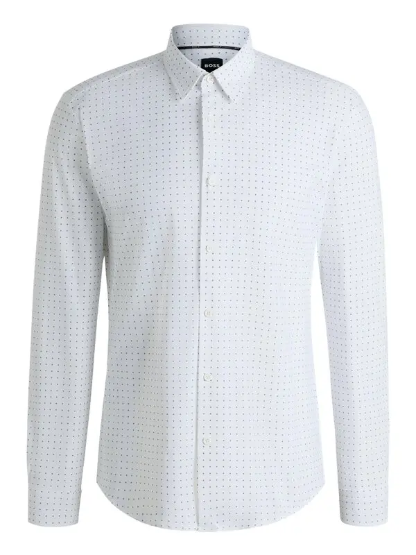 BOSS Slim-fit Shirt In Printed Performance-stretch Jersey - White