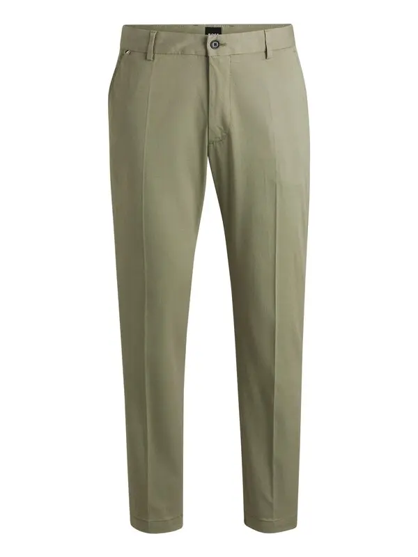 BOSS Printed Stretch Cotton Trousers - Green