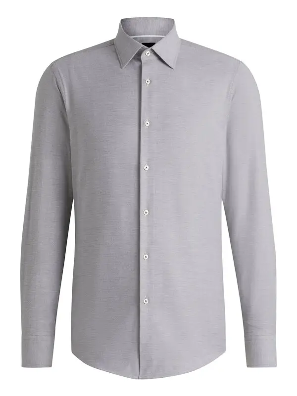 BOSS Slim-fit Shirt In Structured Stretch Cotton - Light Green