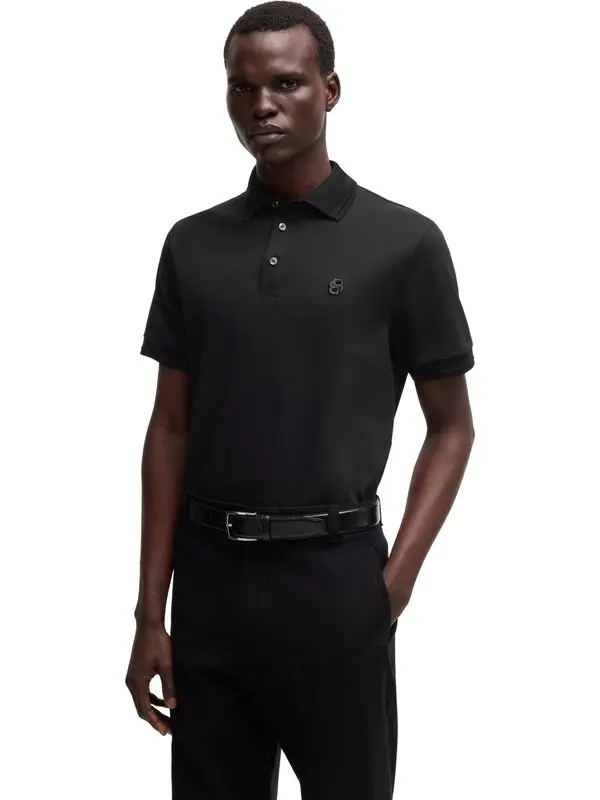BOSS Cotton-piqué Polo Shirt With Double B Monogram - Black