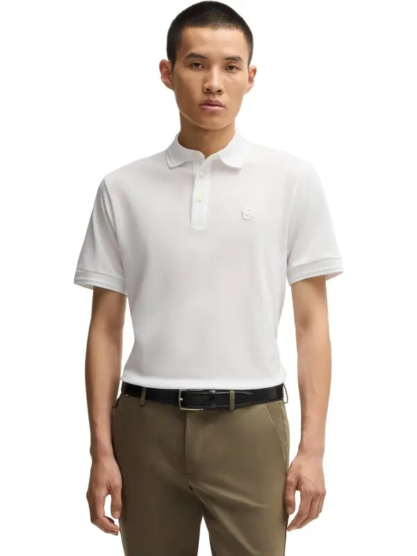 BOSS Cotton-piqué Polo Shirt With Double B Monogram - White