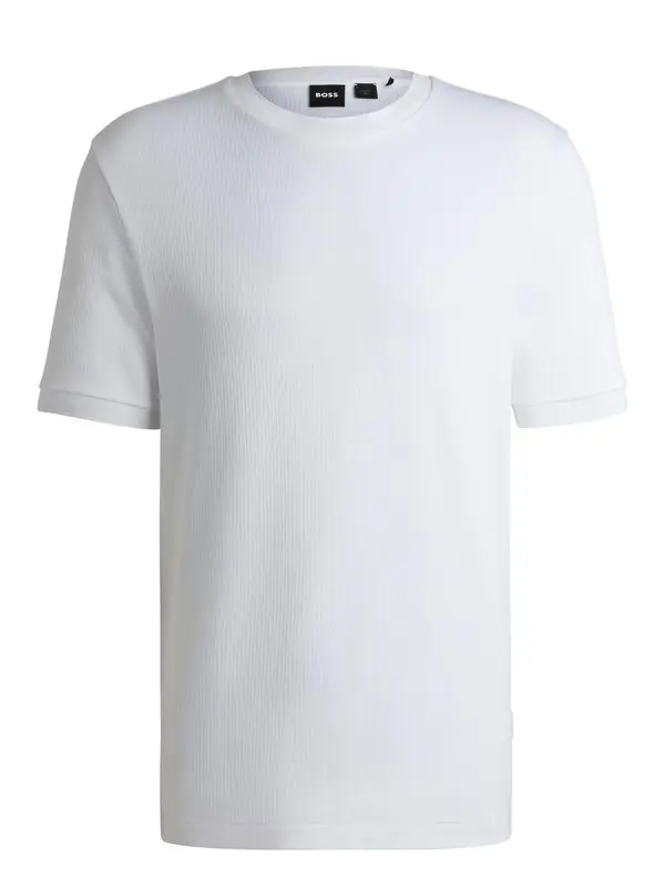 BOSS Regular-fit T-shirt In Seersucker Fabric - White