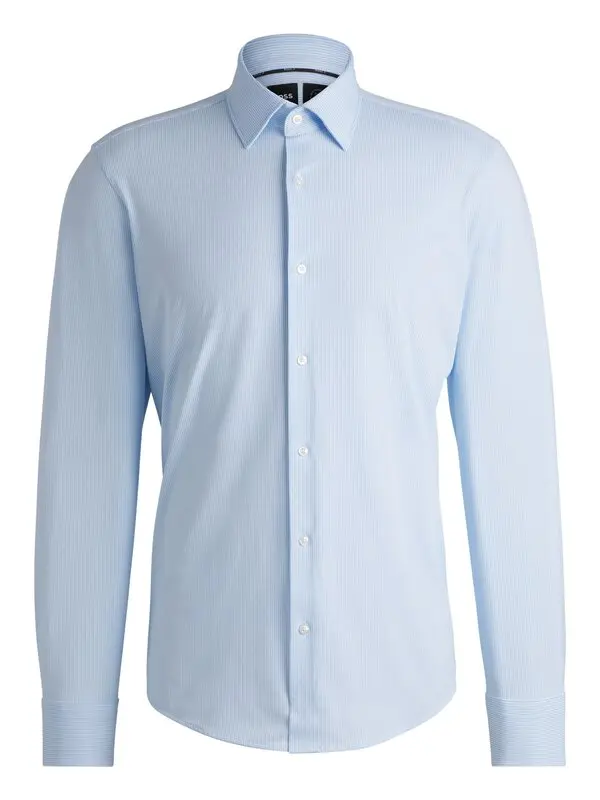 BOSS Regular-fit Shirt In Structured Performance-stretch Fabric - Light Blue