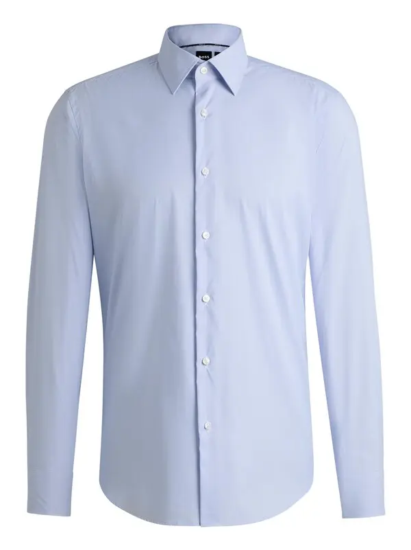 BOSS Regular-fit Shirt In Striped Stain-repellent Twill - Light Blue