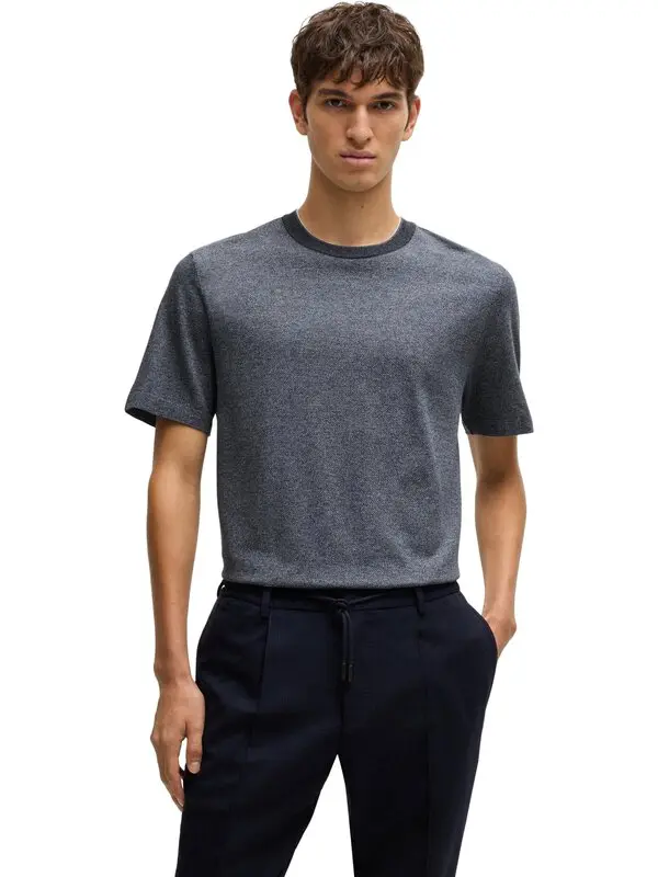 BOSS Regular-fit T-shirt In Cotton And Silk - Dark Blue